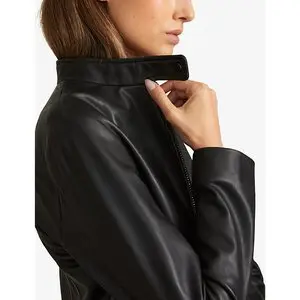 REISS Darby Zip-up Leather Biker Jacket