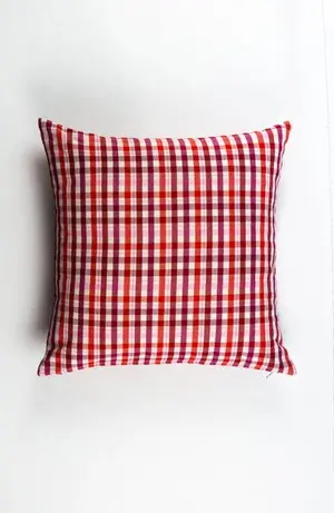 ARCHIVE NEW YORK Noel Handwoven Cotton Square Throw Pillow - Red Plaid