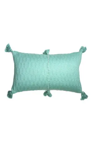 ARCHIVE NEW YORK Antigua Classic Solid Handwoven Cotton Throw Pillow - Faded Aqua