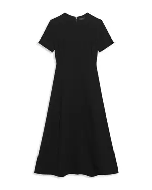Theory Admiral Crepe Short Sleeve Flare Midi Dress