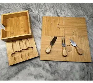 DAVROHOME Bamboo 6-in-1 Puzzle Serving Set W/ Cheese Tools - One-color