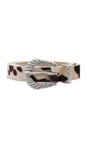PETIT MOMENTS Slim Faux Fur Rodeo Belt - Cow & Silver