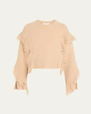 3.1 Phillip Lim 3.1 Phillip Lim Crewneck Sweater With Fringe Trim - Praline