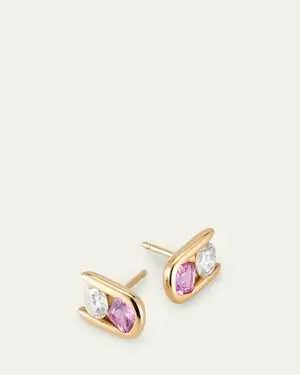 UNIFORM OBJECT Diamond And Gemstone Stud Earrings
