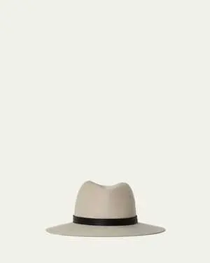 Janessa Leoné Corinne Belted Wool Fedora Hat - Fog