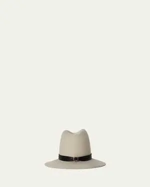 Janessa Leoné Corinne Belted Wool Fedora Hat - Fog