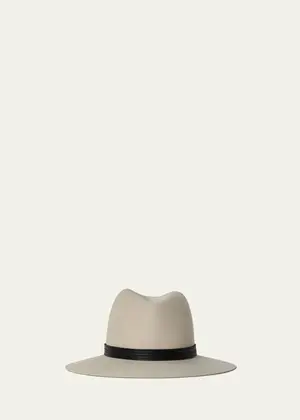 Janessa Leoné Corinne Belted Wool Fedora Hat - Fog