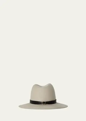 Janessa Leoné Corinne Belted Wool Fedora Hat - Fog