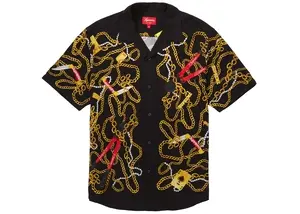 Supreme Chains Rayon Short Sleeve Shirt - Black