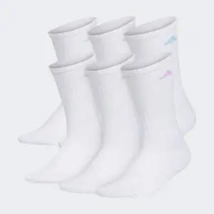 Adidas Athletic Cushioned 6-pack Crew Socks - White