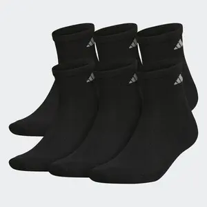 Adidas Athletic Cushioned Quarter Socks 6 Pairs - Black