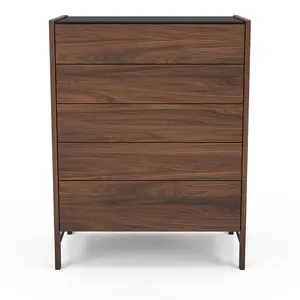 HUPPE Frida Five Drawer Chest With Natural Stone - Brown