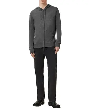ALLSAINTS Mode Merino Wool Slim Fit Full Zip Hoodie - Monument Grey