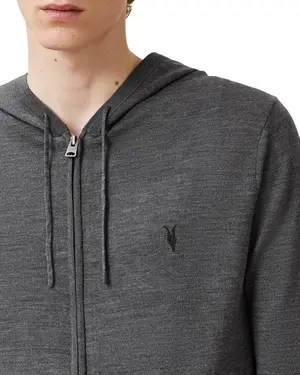 ALLSAINTS Mode Merino Wool Slim Fit Full Zip Hoodie - Monument Grey
