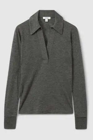REISS Nixi Open-collar Top