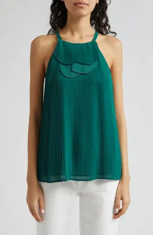 Emporio Armani Pleated Ruffle Sleeveless Top