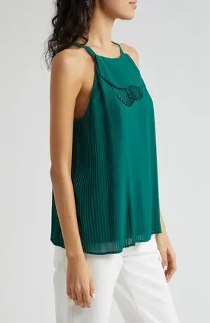 Emporio Armani Pleated Ruffle Sleeveless Top