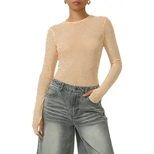 AFRM Kaylee Rhinestone Mesh Top