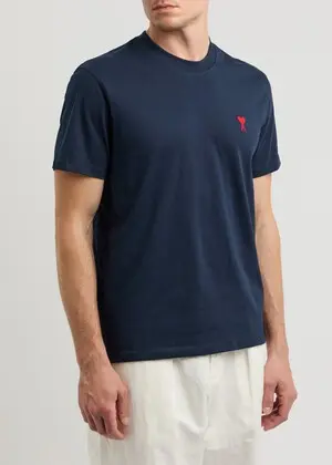 AMI Paris Logo-embroidered Cotton T-shirt
