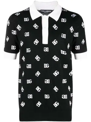 Dolce & Gabbana Monogram Knitted Polo Shirt
