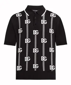 Dolce & Gabbana Logoprint Knitted Polo Shirt - Black/white