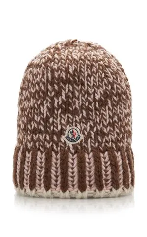 Moncler Ribbed Knit Beanie - Brown