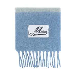 Marni Striped Brushed Alpaca Mohair Scarf 'lake - Blue