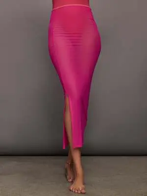 Carbon38 Mesh Column Skirt - Fuchsia Pink