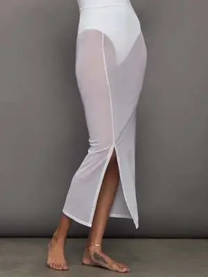 Carbon38 Mesh Column Skirt - White