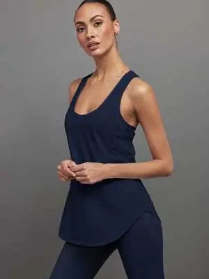 Carbon38 Long Racerback Tank - Navy Blazer