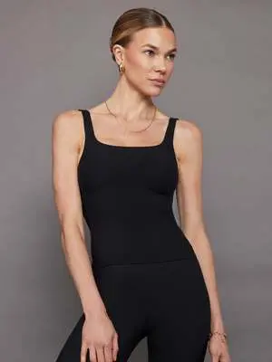 Carbon38 Wide Scoop Bra Tank - Black