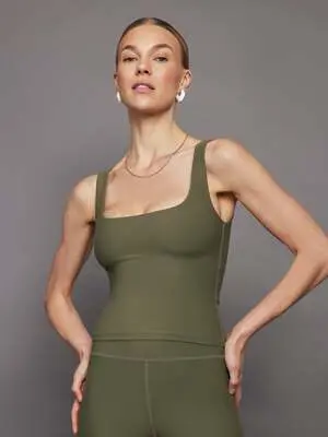 Carbon38 Wide Scoop Bra Tank - Olive