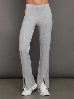 Carbon38 Rhinestone Slit Sweatpants - Heather Grey