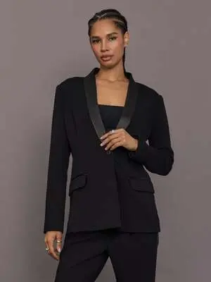 Carbon38 Tuxedo Blazer In Scuba - Black