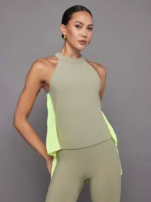 Carbon38 Pleated Back Tank - Silversage/acid Lime