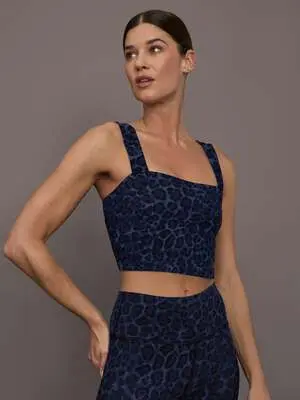 Carbon38 Square Neck Bra Top In Melt - Navy Leopard