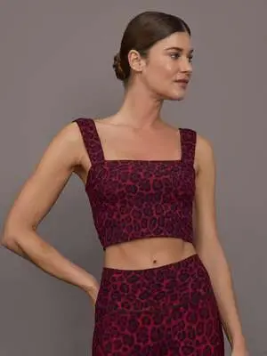 Carbon38 Square Neck Bra Top In Melt - Red Leopard