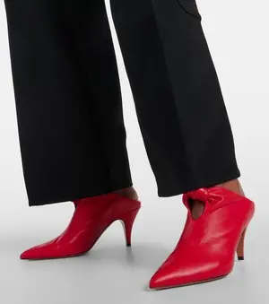 Khaite Rowan Leather Mules - Red