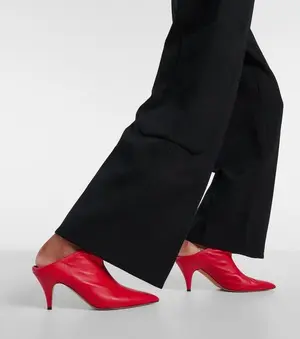 Khaite Rowan Leather Mules - Red