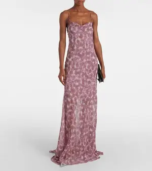 Dries Van Noten Printed Silk Chiffon Slip Dress