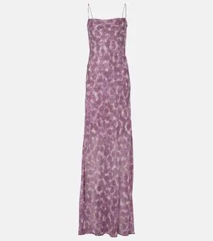 Dries Van Noten Printed Silk Chiffon Slip Dress - Purple