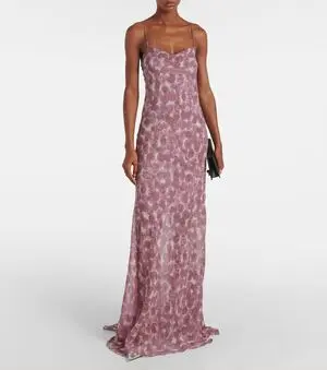Dries Van Noten Printed Silk Chiffon Slip Dress