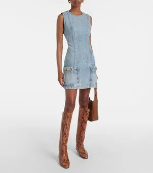 Paris Texas Bettina Snake-effect Knee-high Leather Boots - Brown