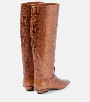 Paris Texas Bettina Snake-effect Knee-high Leather Boots - Brown