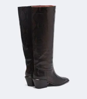 Paris Texas Bettina Snake-effect Knee-high Leather Boots - Brown
