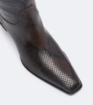Paris Texas Bettina Snake-effect Knee-high Leather Boots - Brown