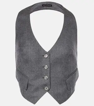 TOM FORD Wool Twill Vest - Grey