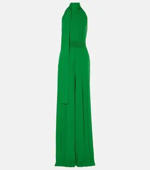 Elie Saab Open-back Crêpe Jumpsuit - Green