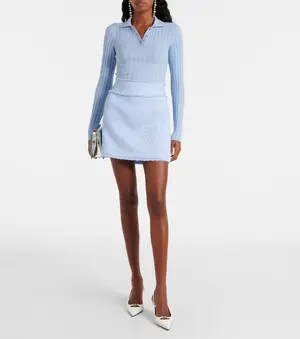 Dolce & Gabbana Wool-blend Tweed Miniskirt - Blue