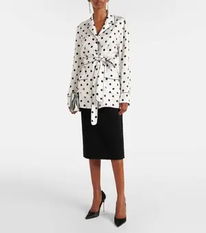 Dolce & Gabbana Polka-dot Silk Twill Pajama Shirt - White